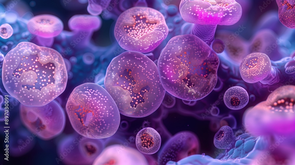 Fat Cells: A microscopic view of adipocytes (fat cells) showing their ...