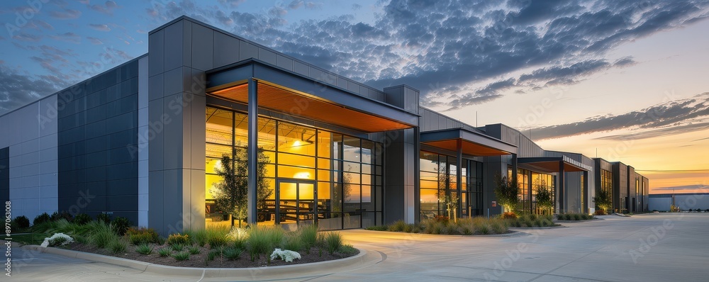 State-of-the-Art Industrial Warehouse with Sleek Design and Glass ...
