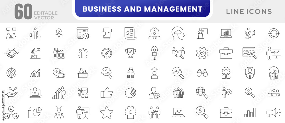 Business management line icon set. Efficiency, business meeting ... Business management line icon set. Efficiency, business meeting ...