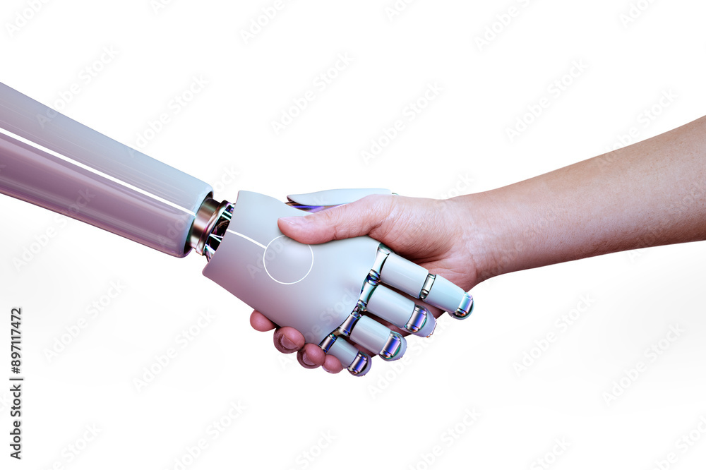 Png robot handshake human, artificial intelligence digital ...