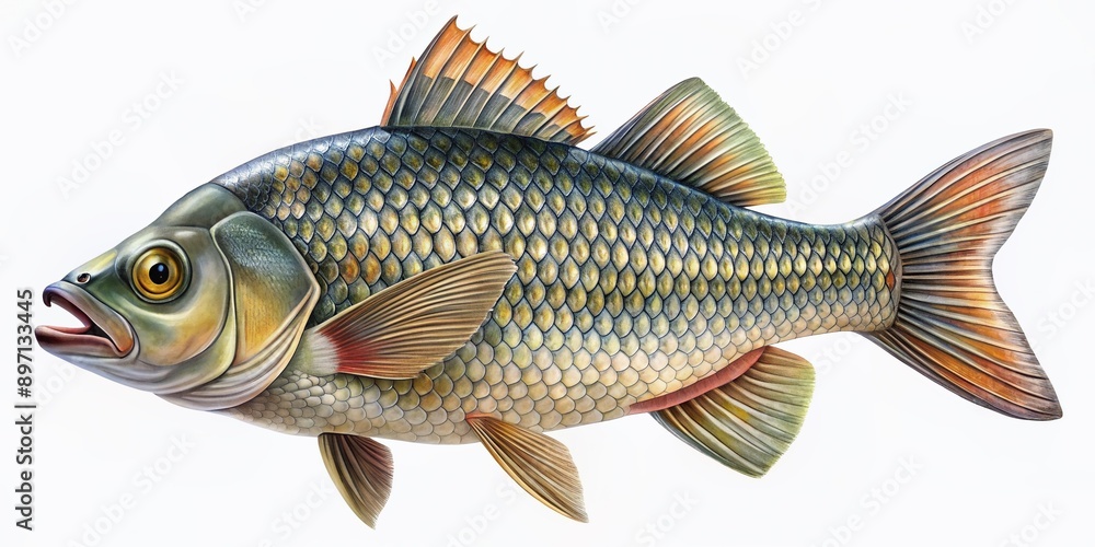Highly detailed image of a realistic fish with intricate scales and ...