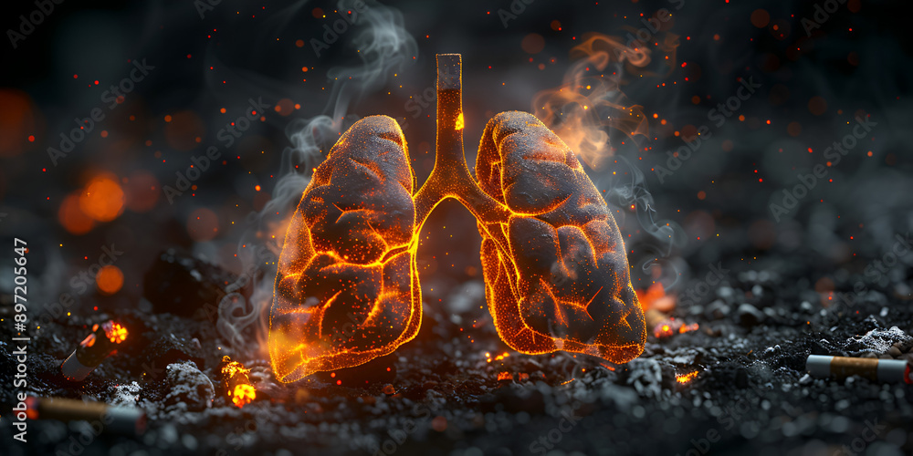 Health Warning: Visual Representation of Burning Lungs Due to Smoking ...