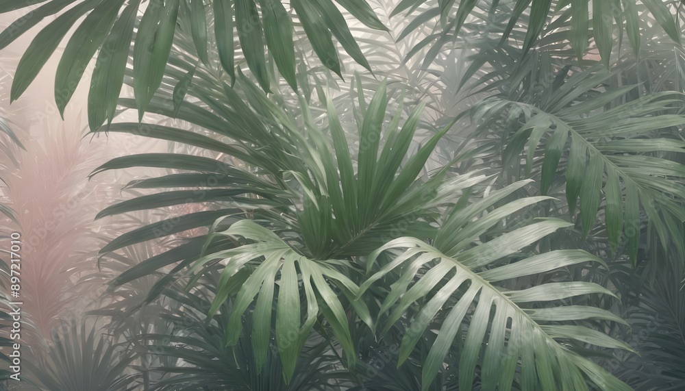 Palm leaves evergreen summer realistic on transparent backgrounds Stock ...