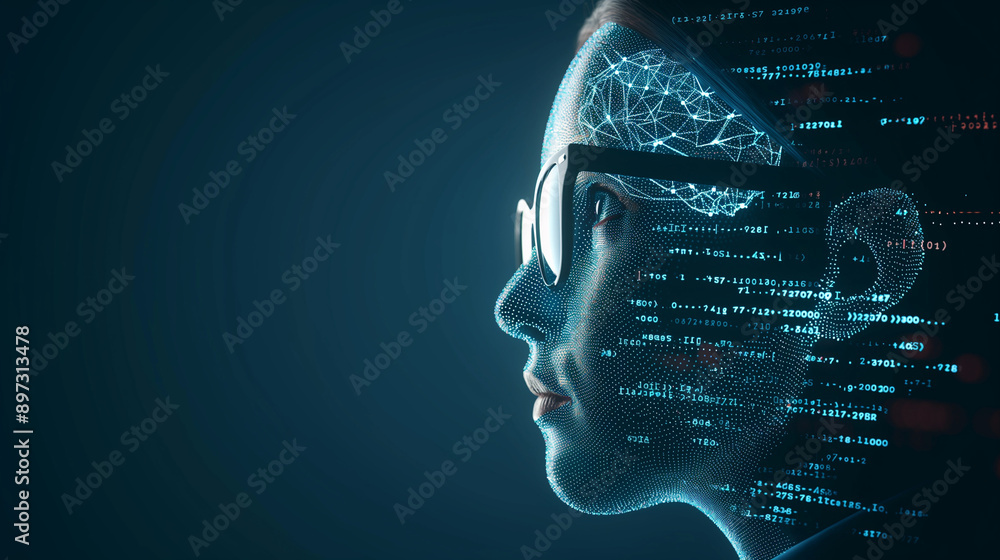 AI Mate side profile wearing glasses, with a head embellished by ...