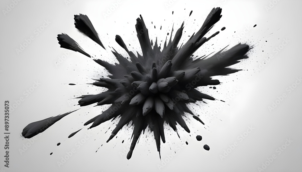 Black charcoal powder dust paint white explosion explode burst isolated ...