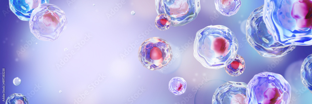 3D medical background, human cell microscope fertilisation biological ...