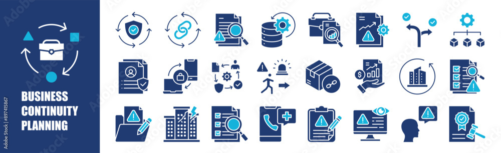 Business Continuity Planning icon collection set. Containing design ...