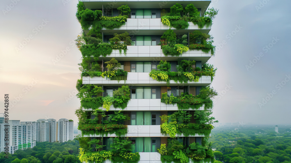 Mixed use building with vertical forest design, urban greenery ...