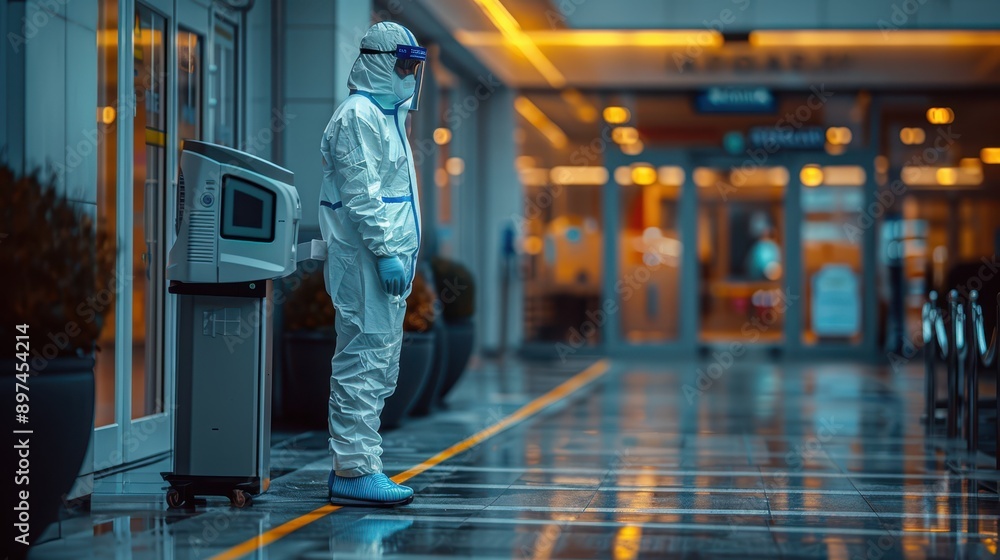 Realistic Digital Art of Healthcare Worker in Full PPE with Thermal ...