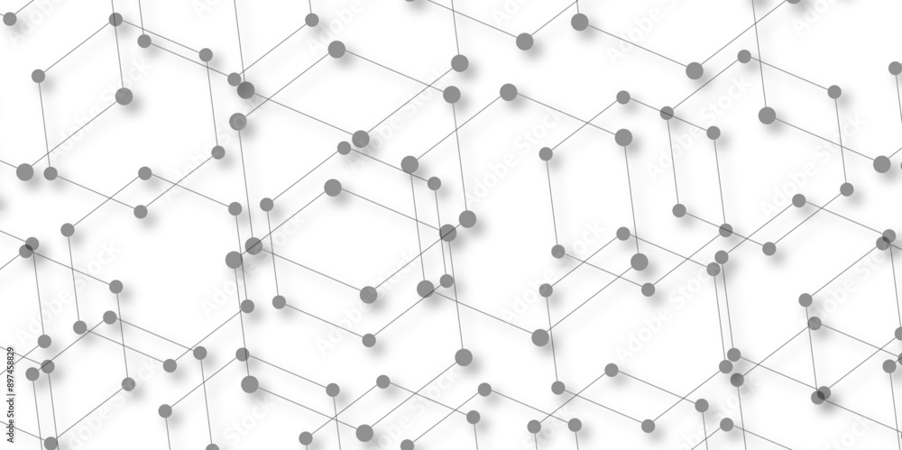 Technology abstract white digital background of connected dot with ...