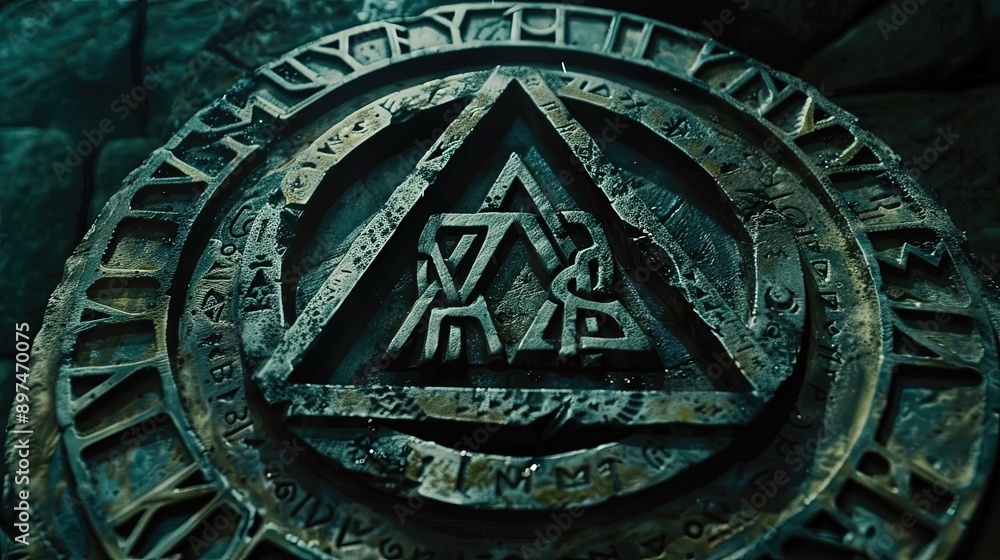 "Mysterious Viking Runes and Norse Mythology Symbols in Dark CGI Image ...