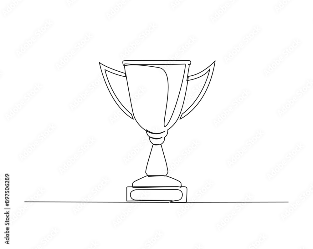 Trophy single line vector illustration. Continuous line drawing of ...