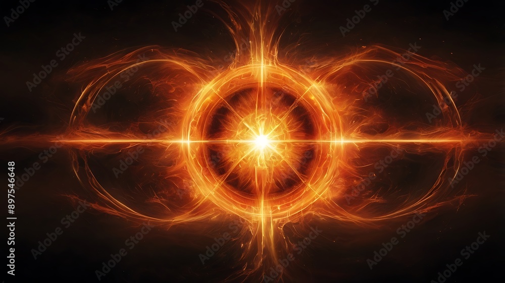 Orb of fire in the endless black space full of wonders looks like an ...