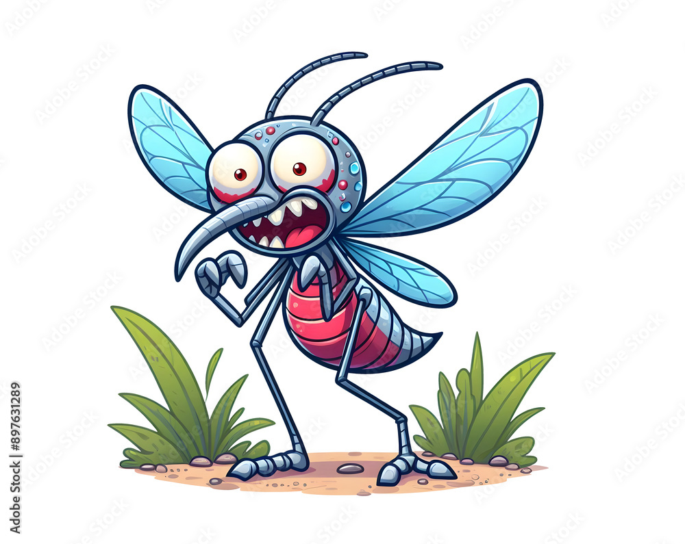 angry cute mosquito cartoon vector illustration design isolated on a ...