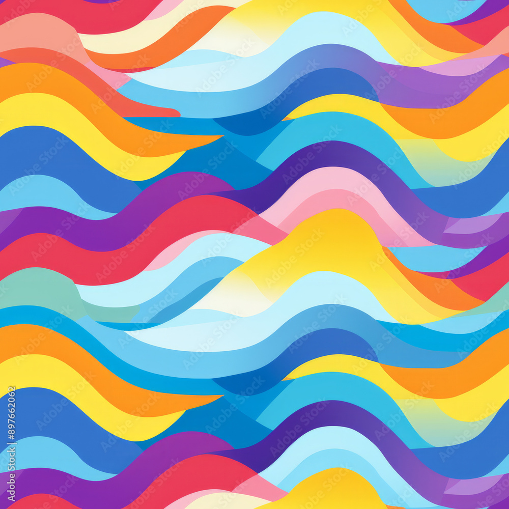 Seamless pattern colorful abstract pop art waves eye catching retro ...