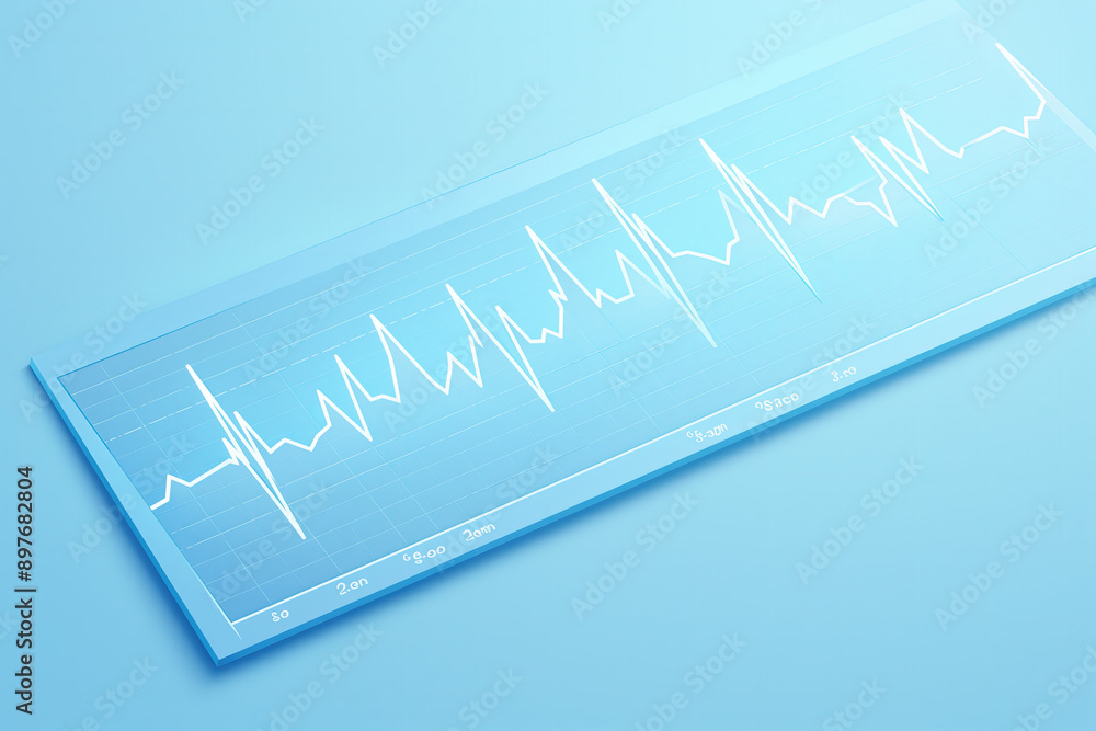Electrocardiogram graph with a pulsating line on a blue background ...
