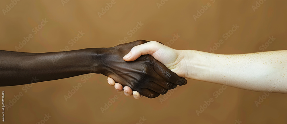 Multiracial people handshake to show friendship and respect against ...