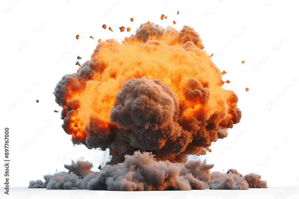 Intense explosion with billowing fire and smoke, captured in high ...