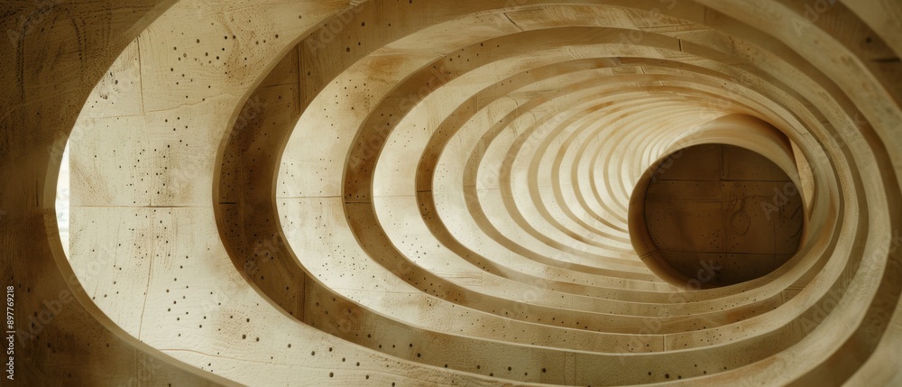 Abstract architectural design with tunnel-like structures and ...