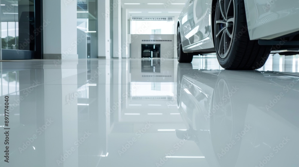 State-of-the-art showroom with epoxy resin flooring, high gloss and ...