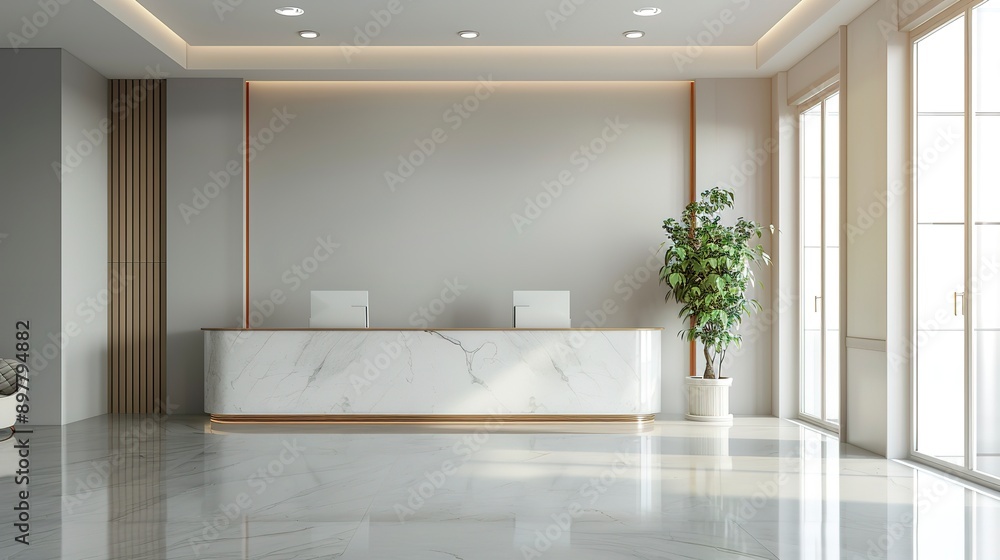 Corporate branding logo display mockup on modern office reception ...