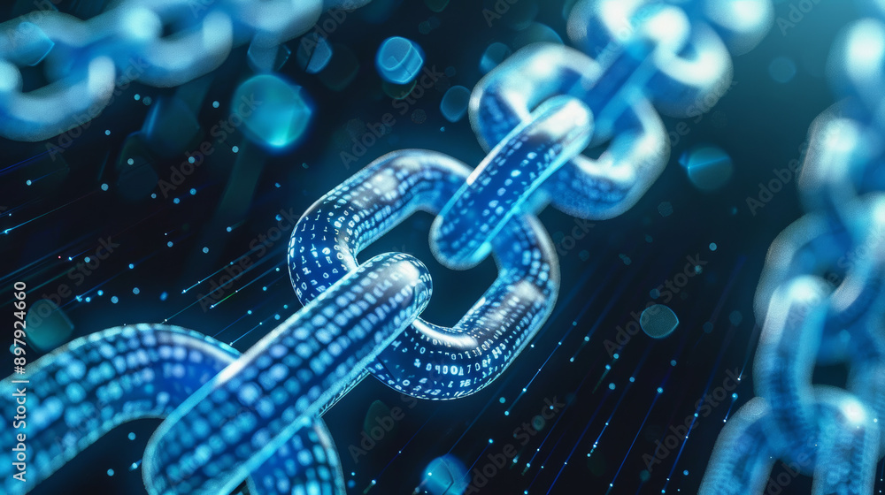 Visualize blockchain technology ensuring secure, transparent, and tamper-proof transactions and ...