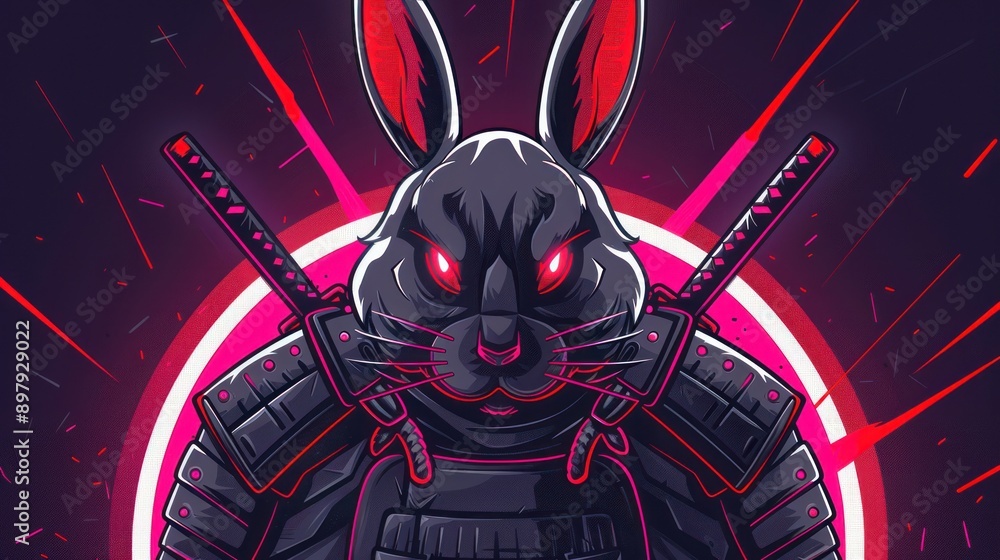 Rabbit animal ninja Gaming mascot logo background wallpaper AI ...