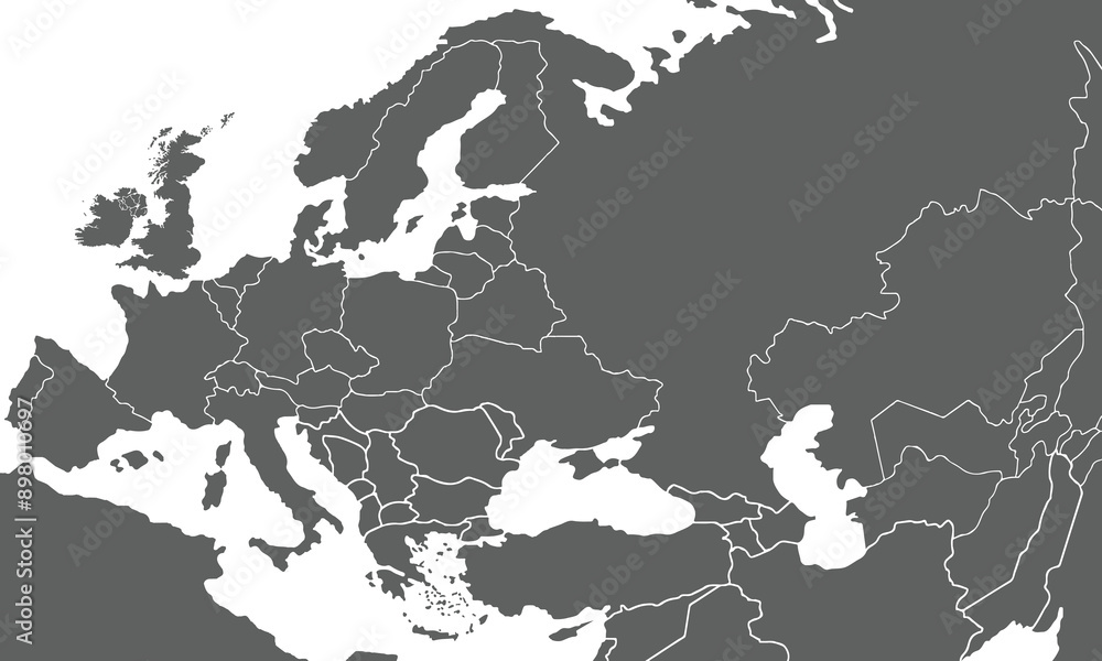 Political Map of Europe isolated on white background. for website ...