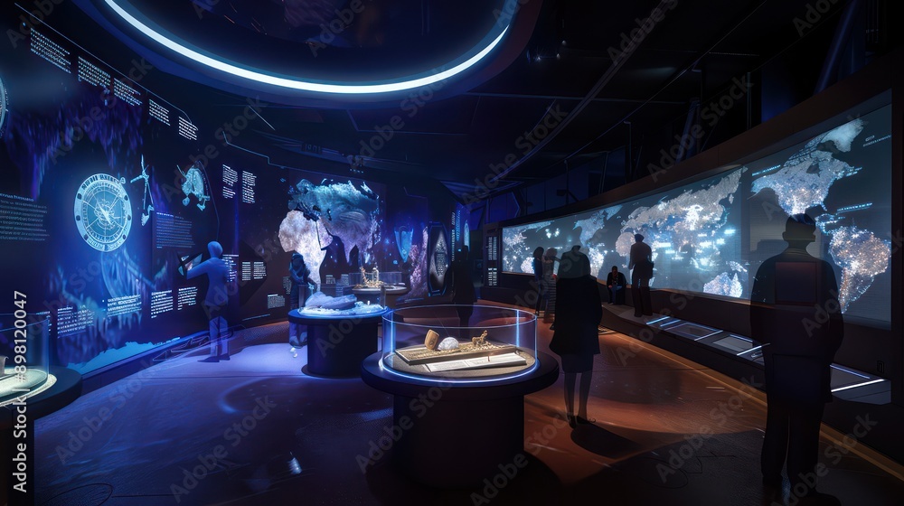 futuristic museum where holographic guides lead visitors through ...