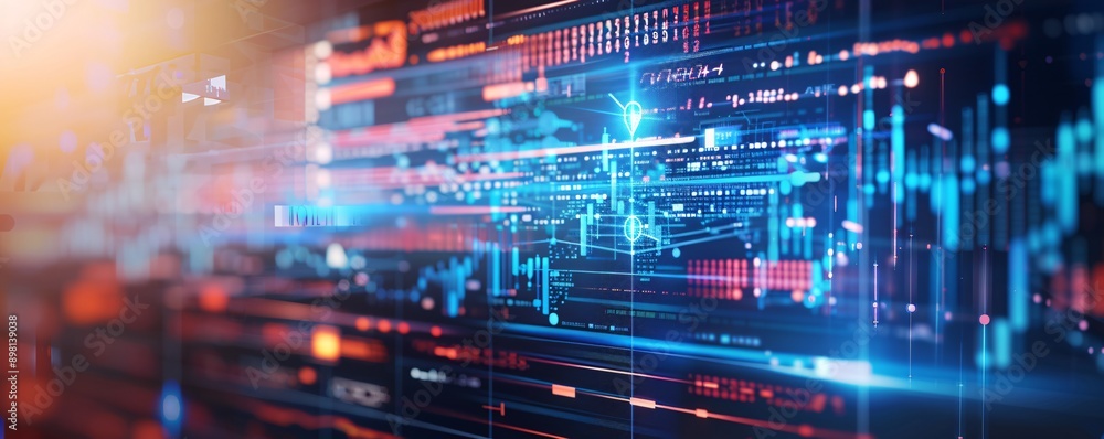 High-tech digital background with a detailed analytics dashboard ...