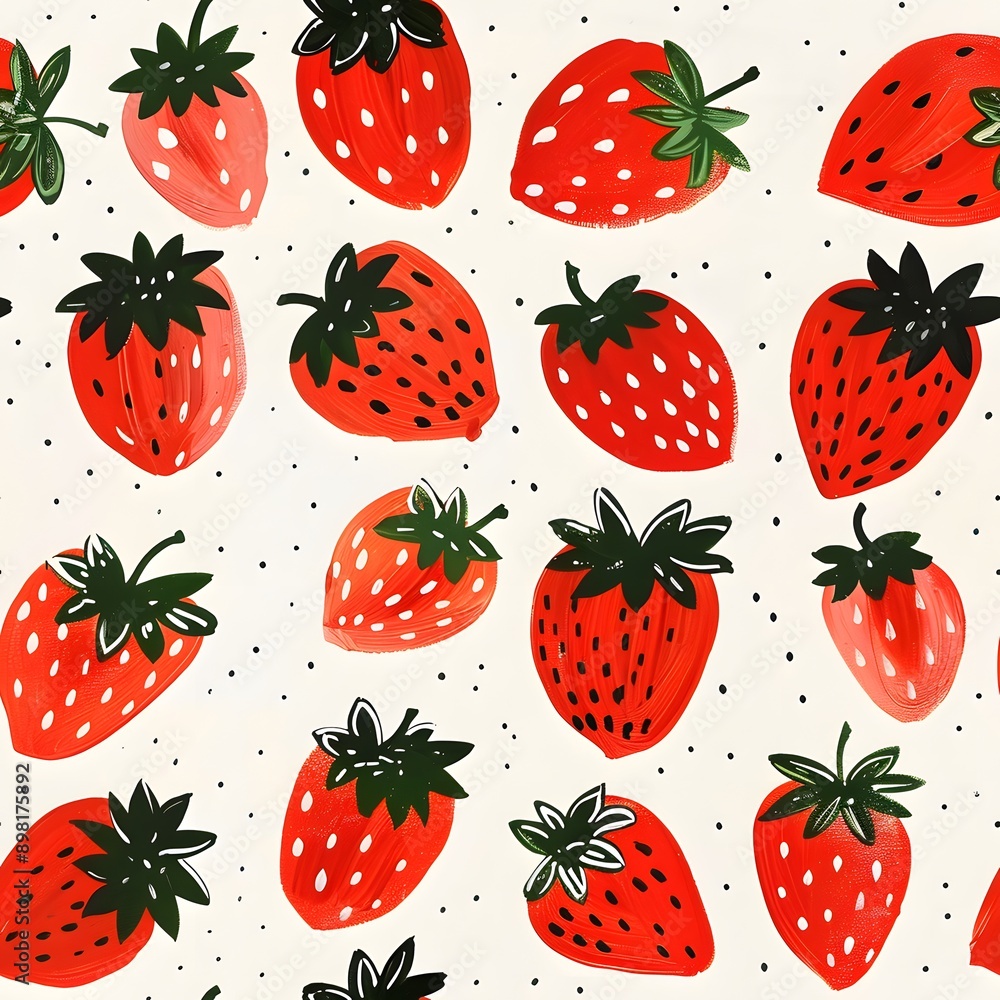 fruits, texture, seamless, watercolor, strawberry, vector, PNG, cute ...