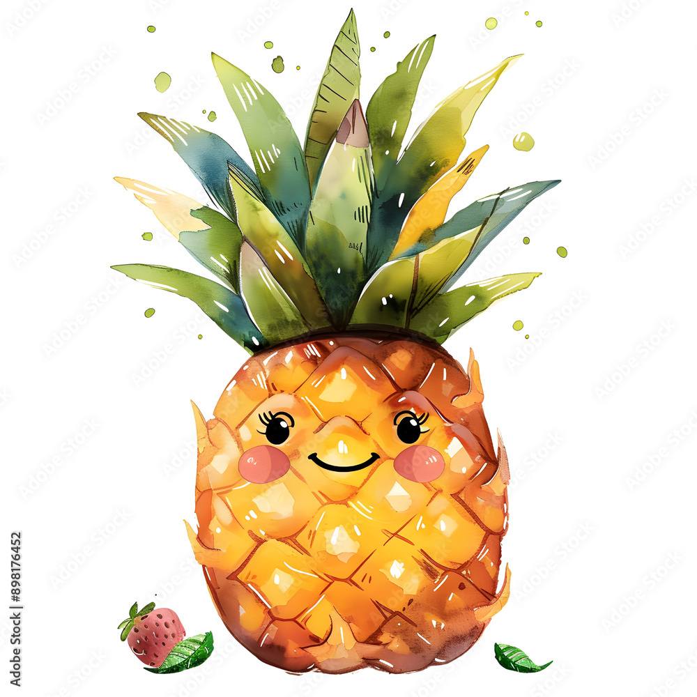 fruits watercolor style pineapple vector PNG, cute poster, vector ...