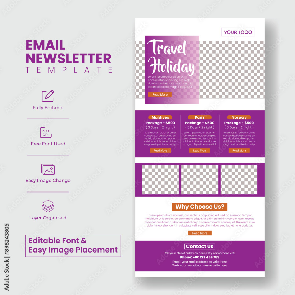 travel and tourism email newsletter Editable template for travel blog ...