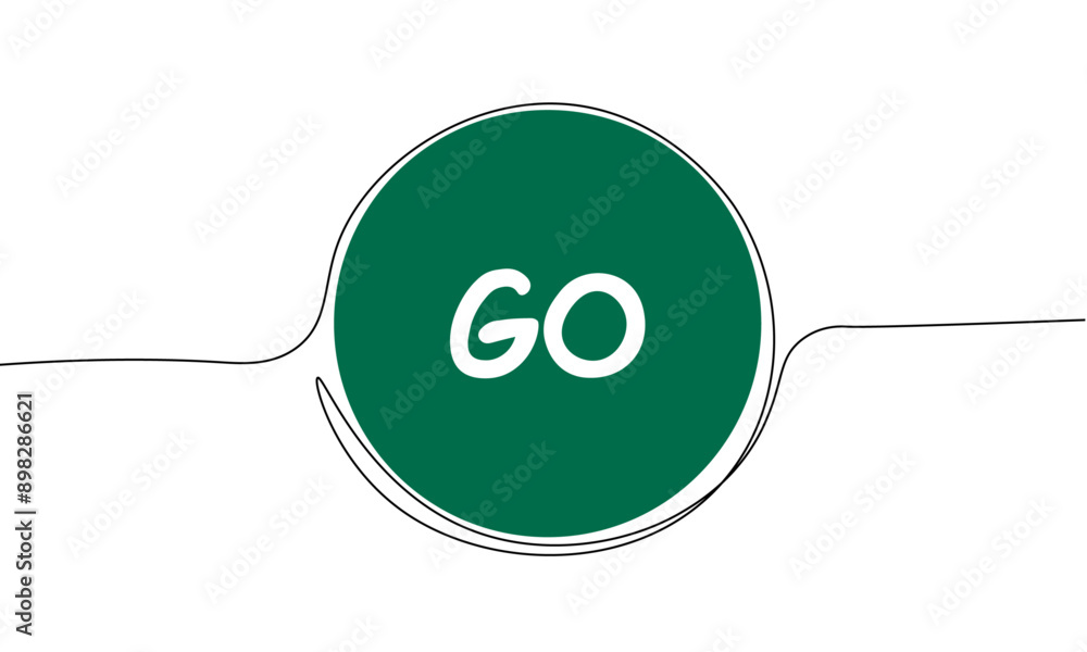Go sign continuous line sketch design green symbol icon. Minimalist one ...