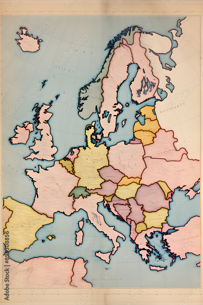 Comprehensively Detailed and Color-coded European Map, Highlighting ...