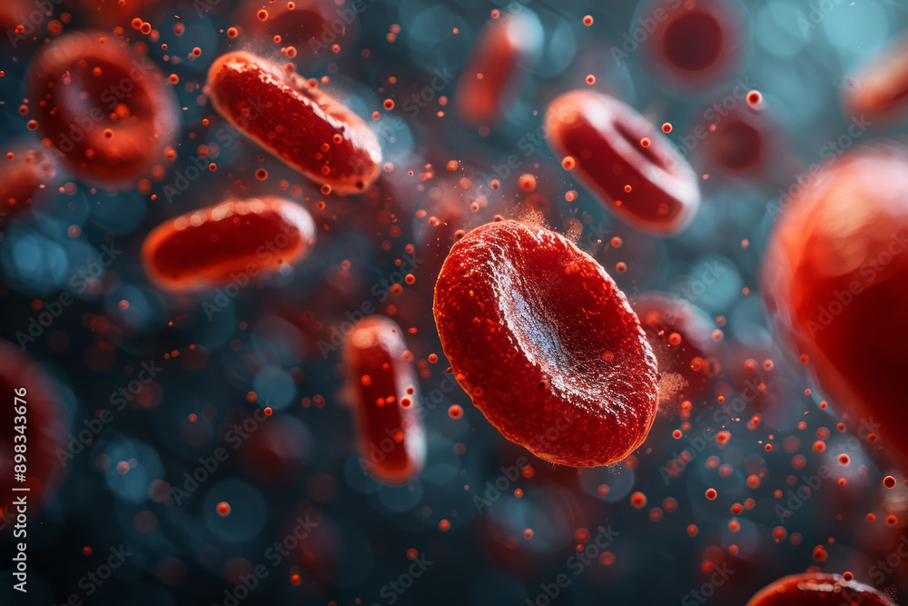 Futuristic representation of a blood smear showing an explosion of ...