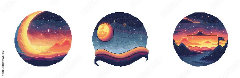 Ilustración de Stock Pixel Art Shapes Collection Wavy Rectangle ...