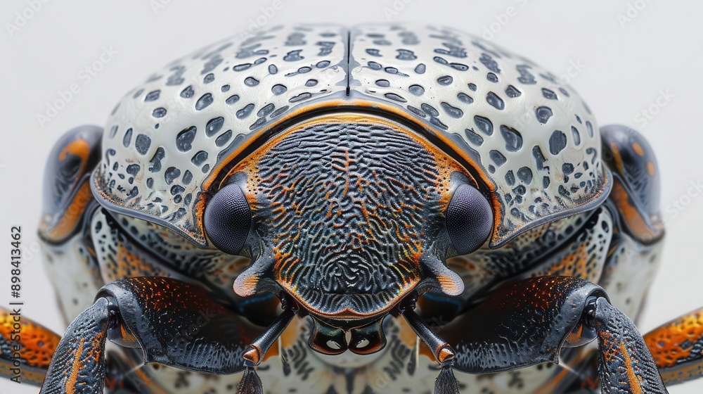 Extreme closeup of a beetles exoskeleton, highlighting the metallic ...