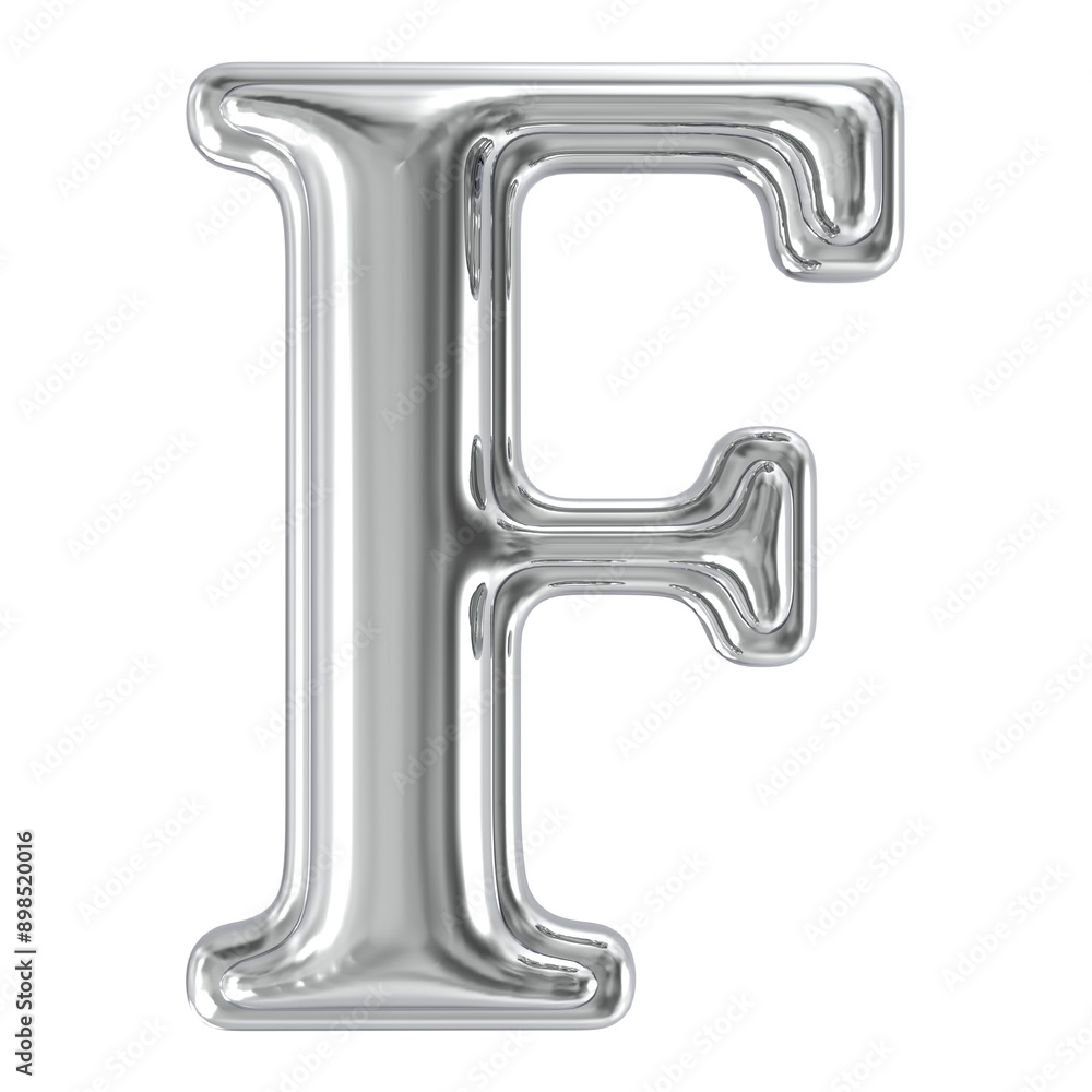 Silver Font F 3D Render Stock Illustration | Adobe Stock