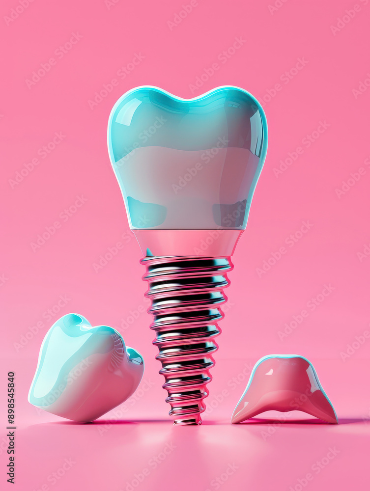 Dental Implant Success: A 3D rendering of a dental implant showcasing a ...