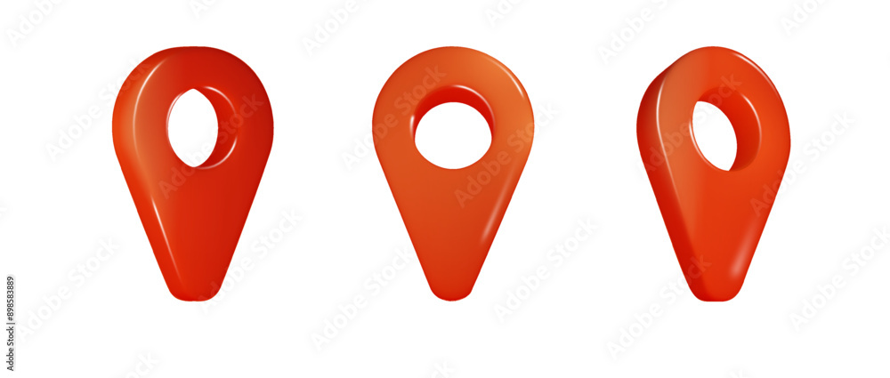 Red map locator, pin realistic 3d map pointers isolated . Realistic ...