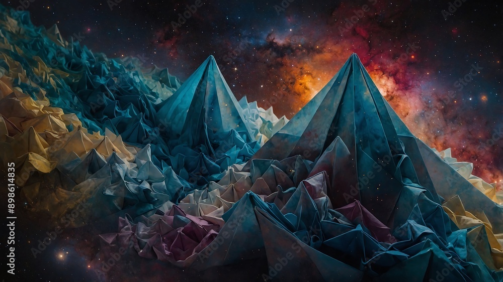 Abstract Cosmic Origami Art Featuring Intricate Paper Folds and ...