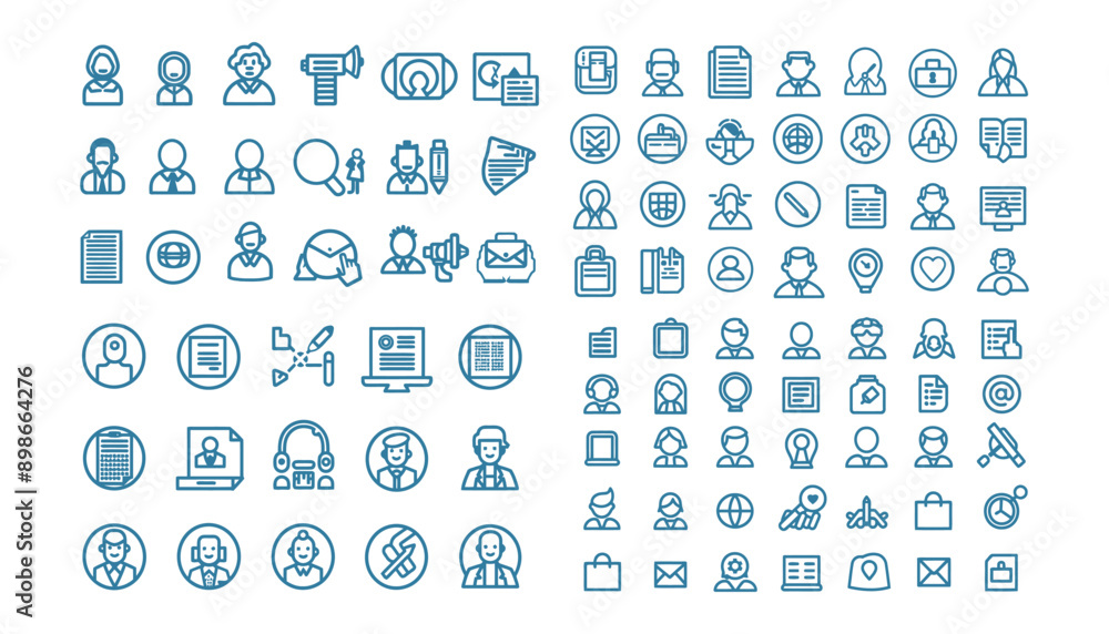 Recruitment icon collection set.Containing job search,interview,job ...