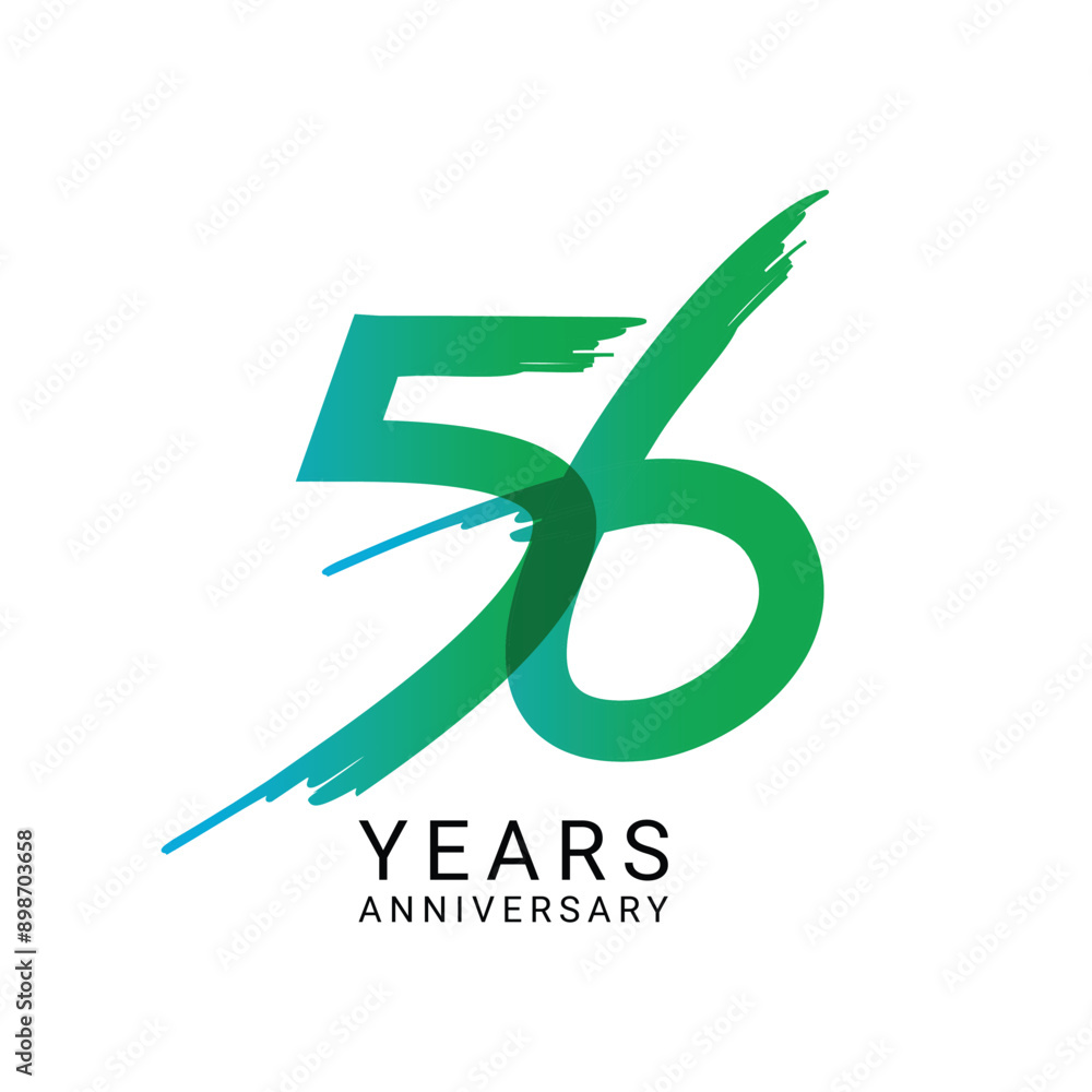 56th, 56 Year Anniversary Logo Green Color, Vector Template Design ...