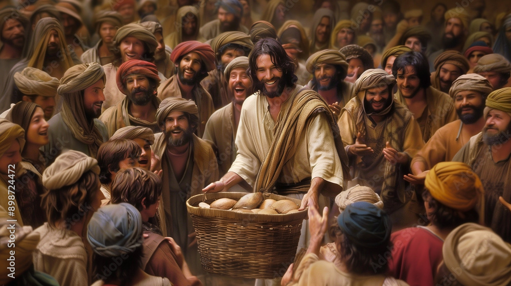 Foto de Stock Jesus feeds five thousand with loaves. - Wallpaper, Desktop Background - AI ...