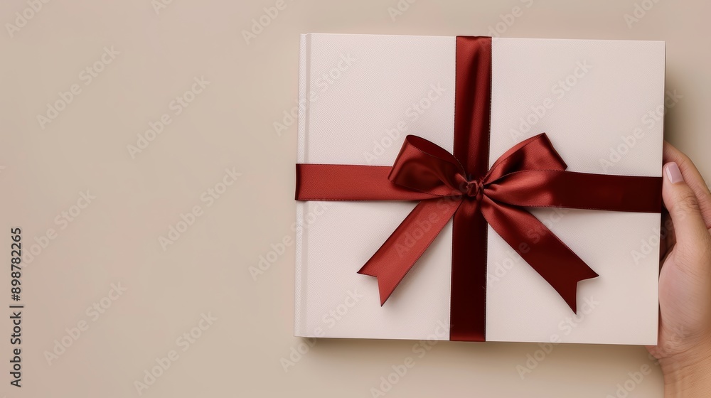 Diploma held by a hand, ribbon tied in a neat bow, emphasis on the ...