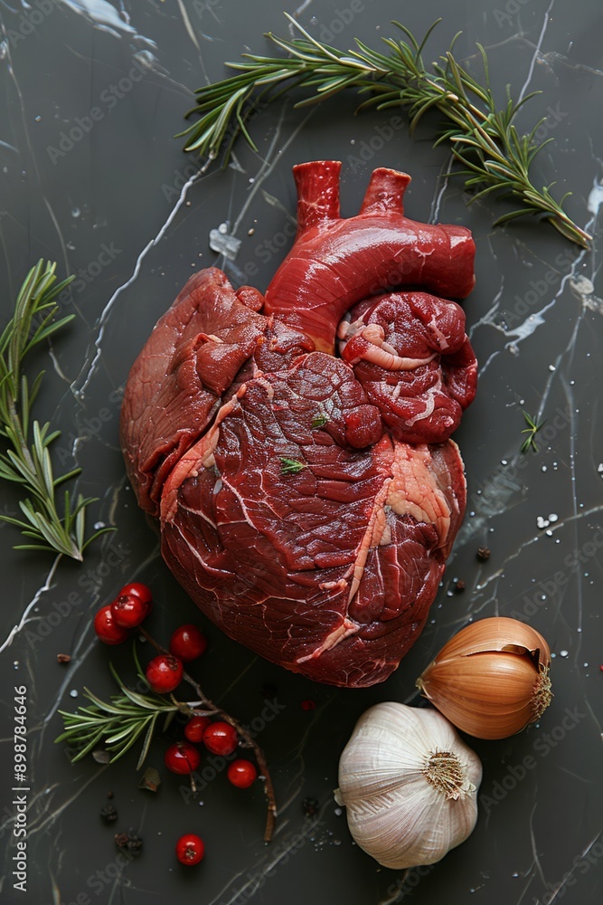 Fotografía de un corazón real hecho con carne. Gastronomía deliciosa ...