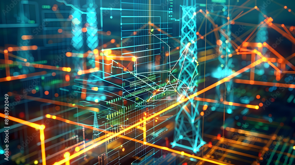 Detailed electricity grid diagrams showcasing cost analytics with ...