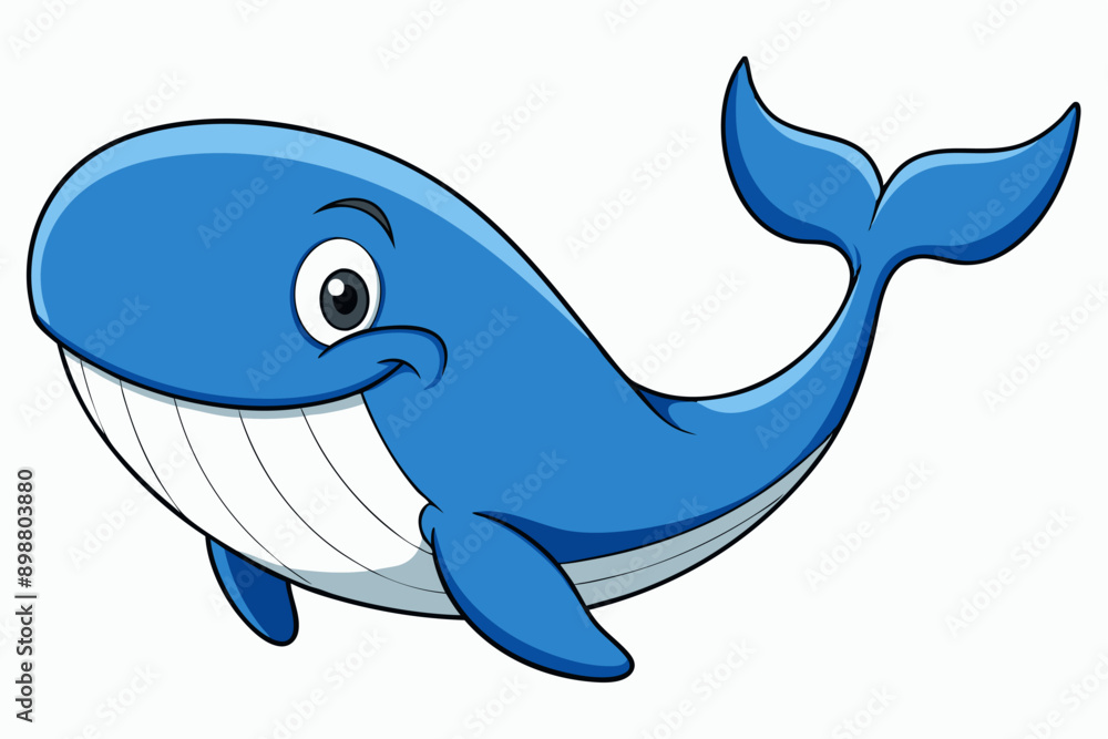 Funny Whale Vector Illustration, Cartoon Clipart And Line Art Design ...