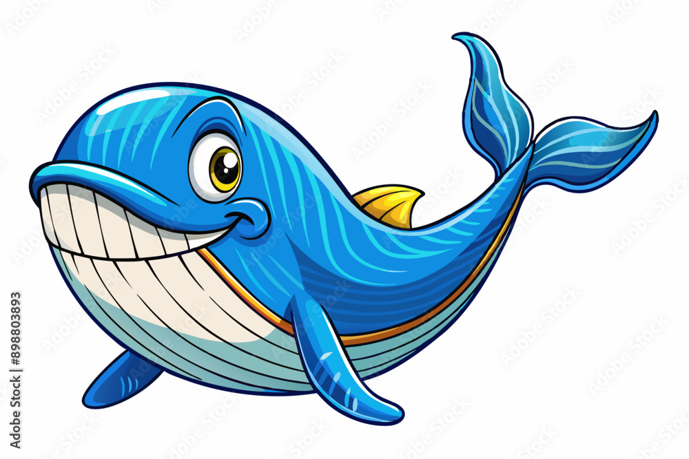 Funny Whale Vector Illustration, Cartoon Clipart And Line Art Design, Funny whale vector ...